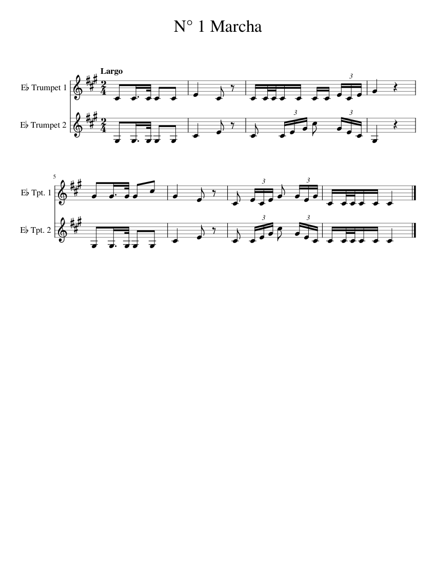 N° 1 Marcha Sheet music for Trumpet other (Brass Duet) | Musescore.com