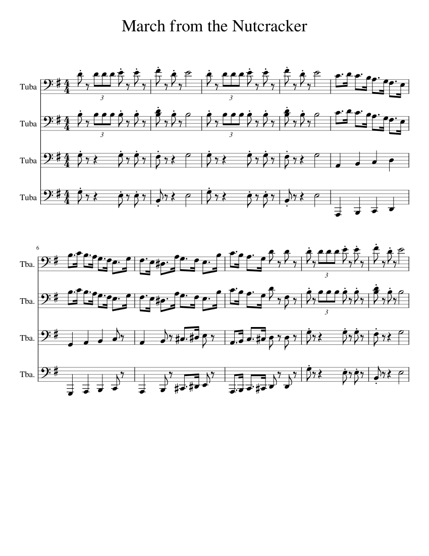 March from the Nutcracker Sheet music for Tuba (Mixed Quartet ...