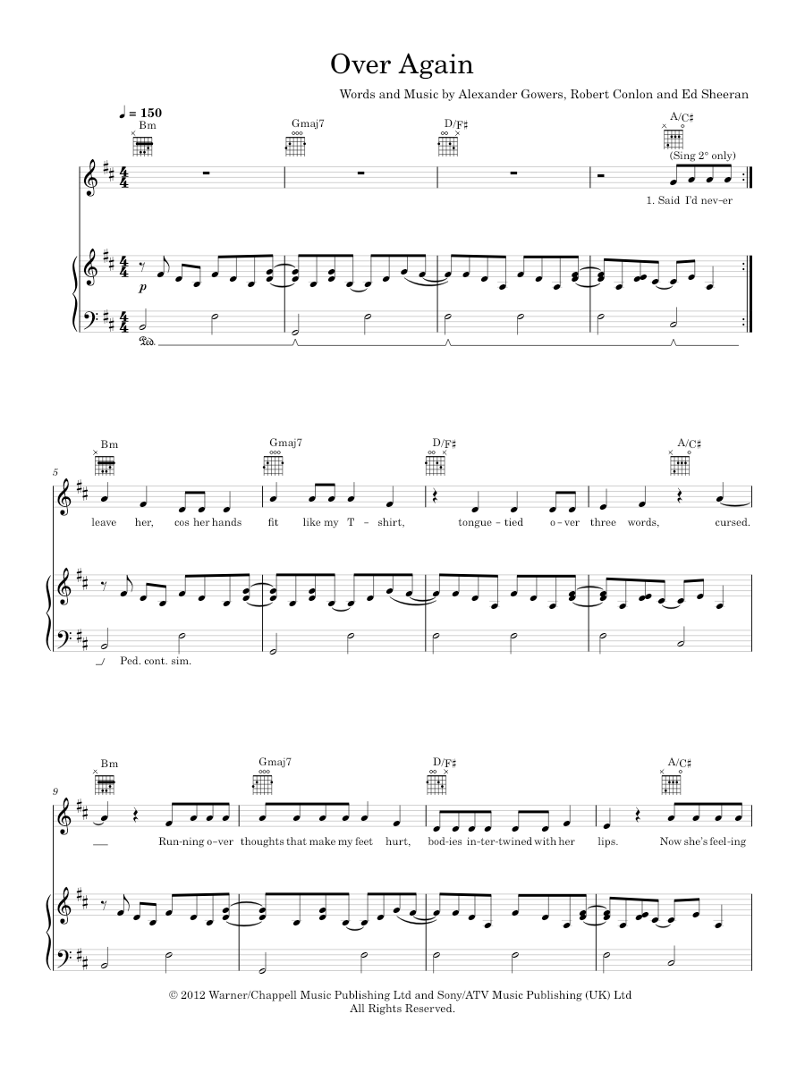 Play Official version of Over again Sheet Music by One Direction for ...