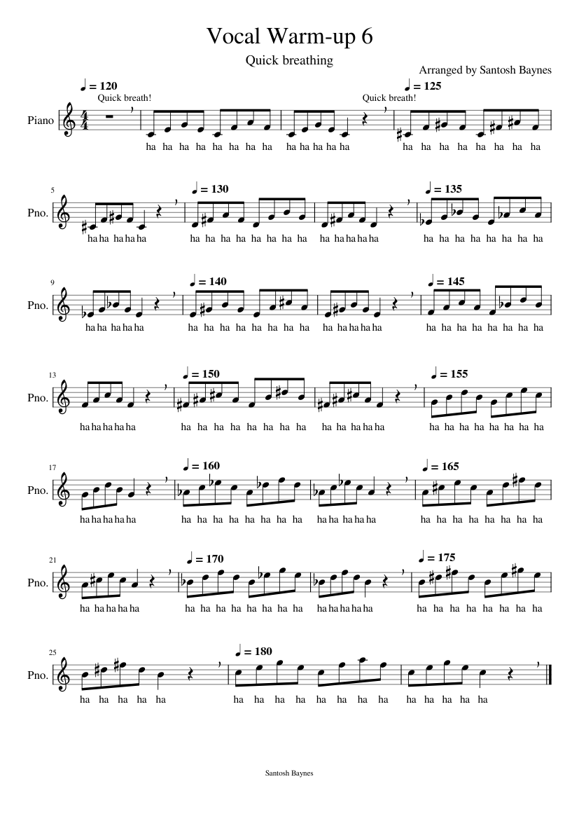 Vocal Warm-up 6 Sheet music for Piano (Choral) | Musescore.com