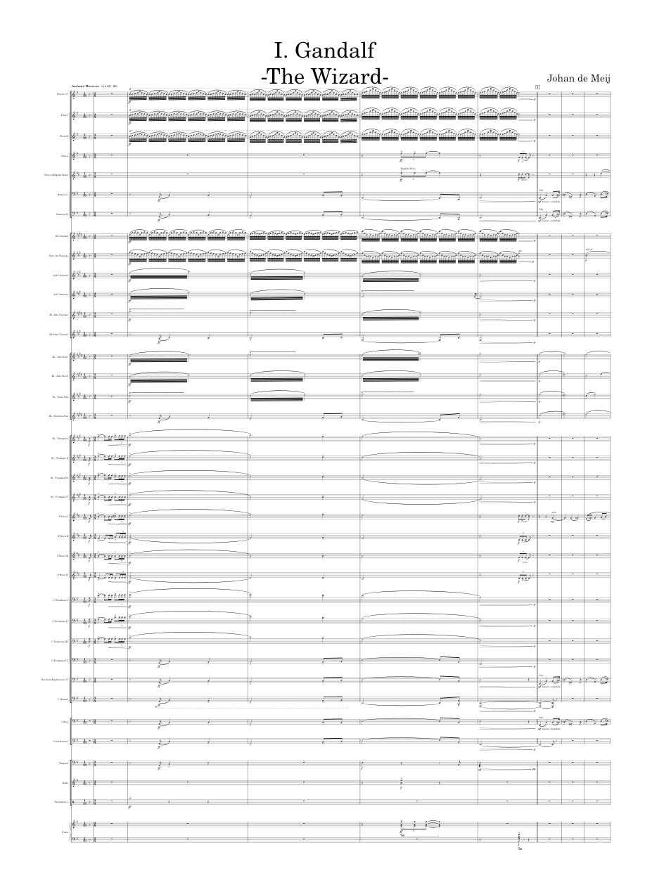 Symphony No. 1 The Lord of the Rings I. Gandalf (The Wizard) – Johan de Maij Sheet music for ...