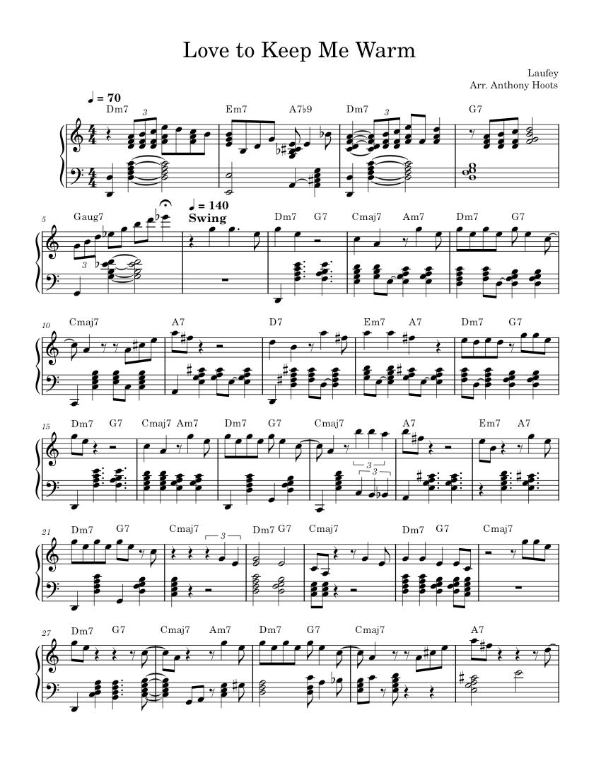 Love to Keep Me Warm - Laufey Sheet music for Piano (Solo) | Musescore.com