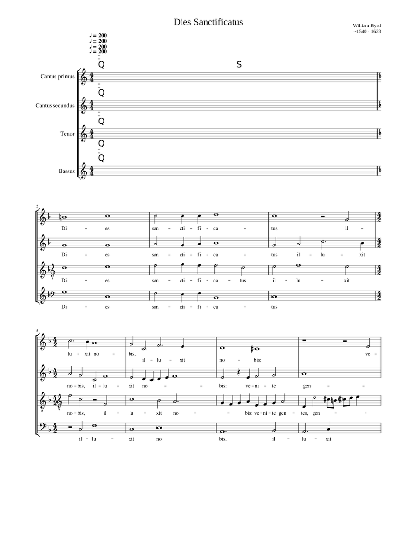 Dies sanctificatus - William Byrd Sheet music for Piano, Tenor (Mixed Quartet) | Musescore.com