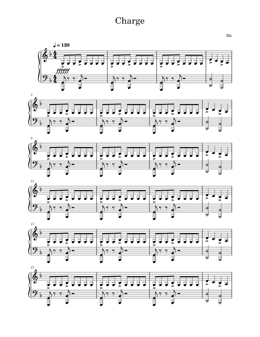 Charge Sheet music for Piano (Solo) Easy | Musescore.com
