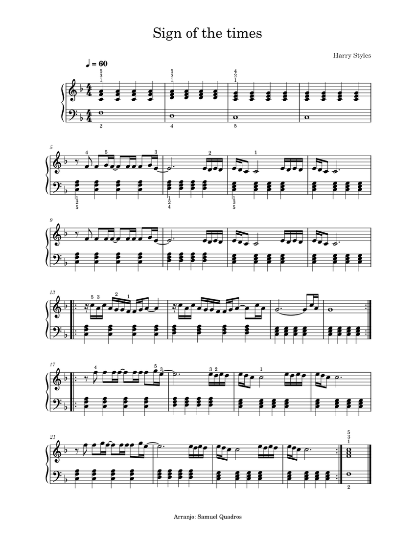 Sign of the Times – Harry Styles Sheet music for Piano (Solo ...