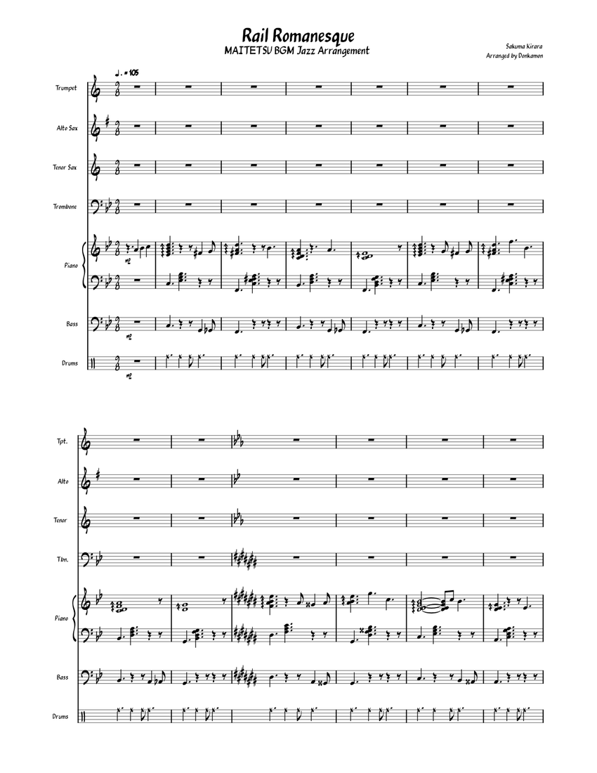 Rail Romanesque (Jazz Band) - Sakuma Kirara Sheet music for Piano ...
