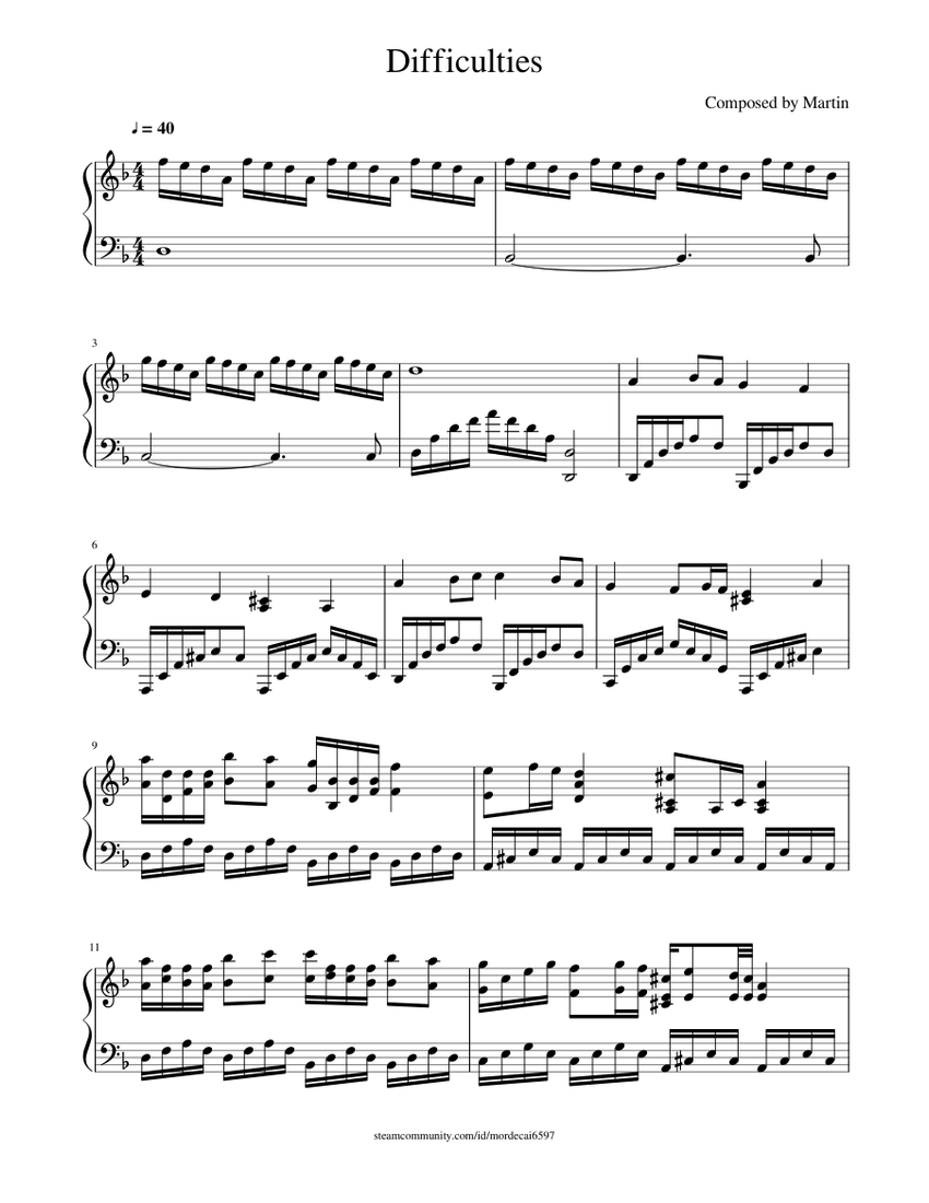 Difficulties Sheet music for Piano (Solo) | Musescore.com