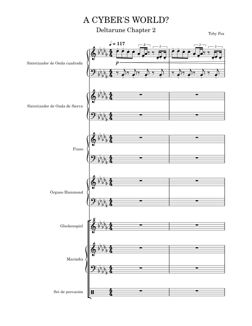 A CYBER'S WORLD? – Toby Fox Sheet music for Piano, Organ, Glockenspiel, Drum group & more ...