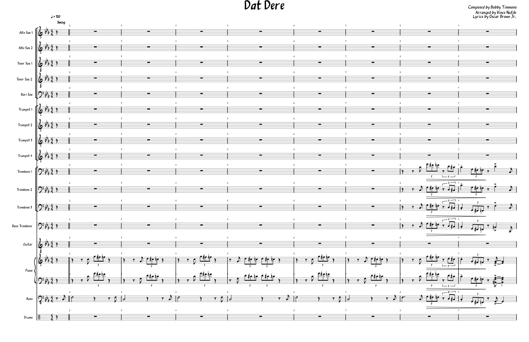 Dat Dere (Big Band Arrangement) Sheet music for Piano, Trombone ...