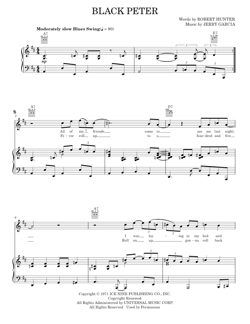 Play Official version of Black peter Sheet Music by Grateful Dead for ...