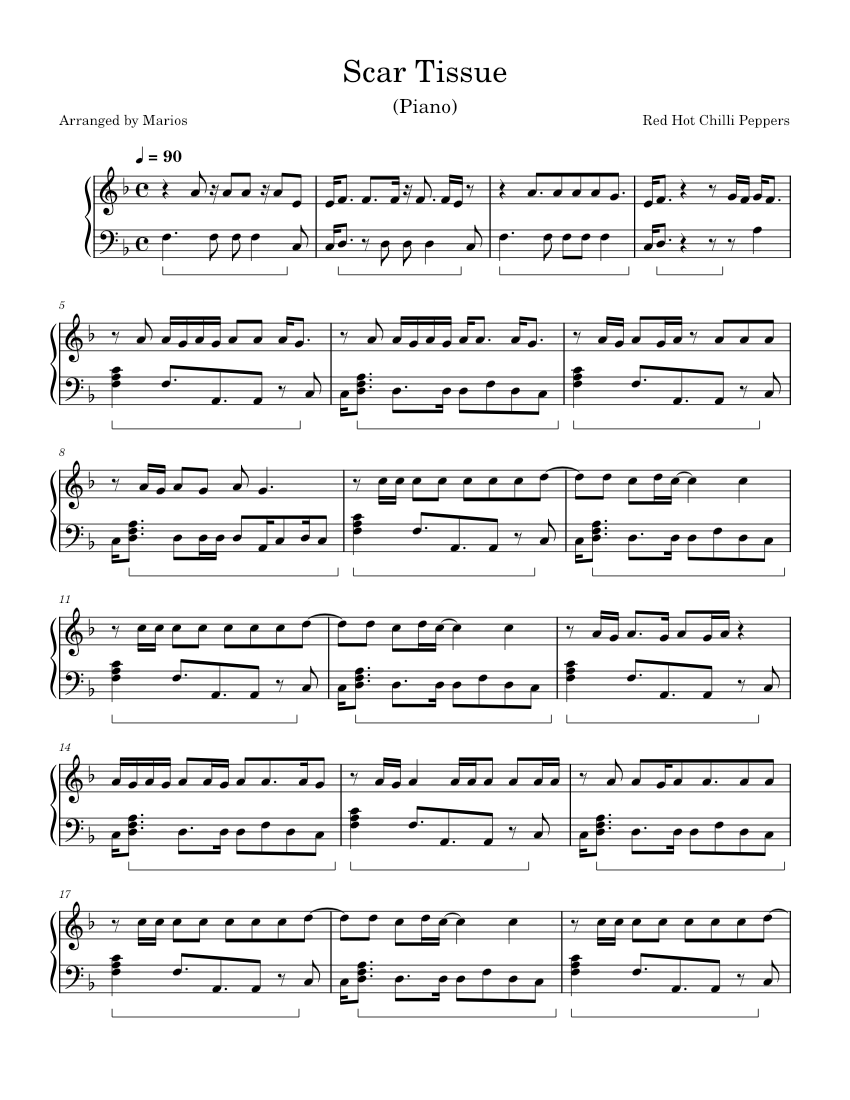 Scar tissue – Red Hot Chili Peppers Sheet Music for Piano (Solo) easy ...