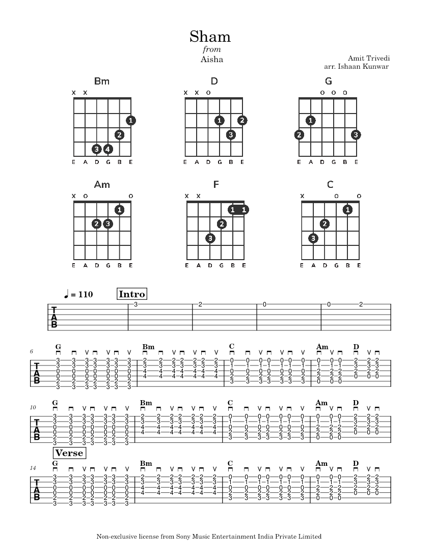 Sham Chords Sheet music for Guitar (Solo) | Musescore.com