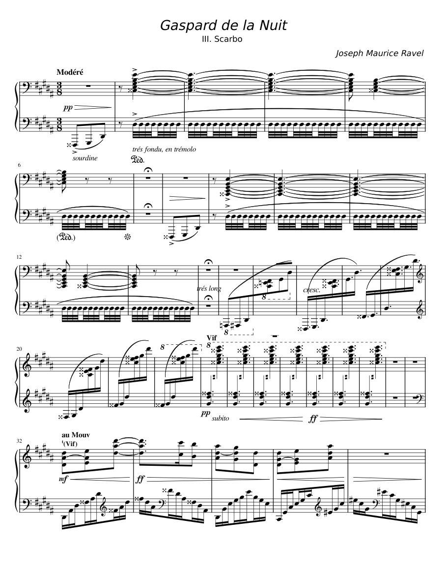 Gaspard de la nuit (Scarbo) – Maurice Ravel Sheet Music for Piano (Solo ...