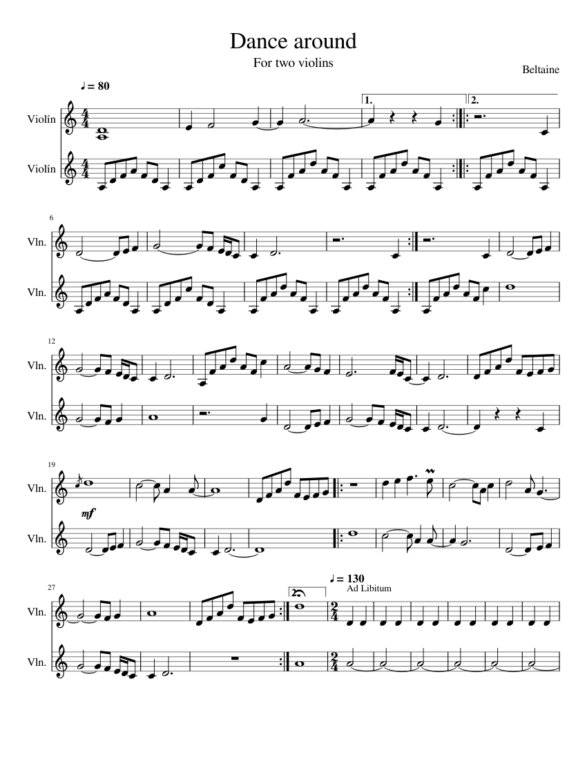 Dance around Sheet music for Violin (String Duet) | Musescore.com