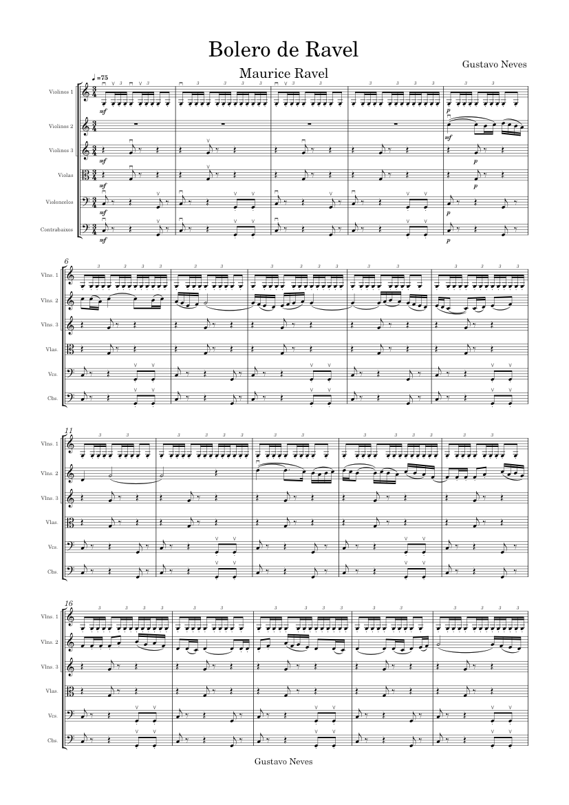 Bolero – Maurice Ravel Sheet music for Strings group (String Ensemble ...