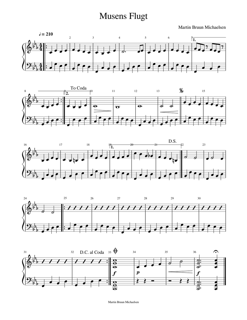 Musens Flugt (The Mouse' Escape) Sheet music for Piano (Solo ...