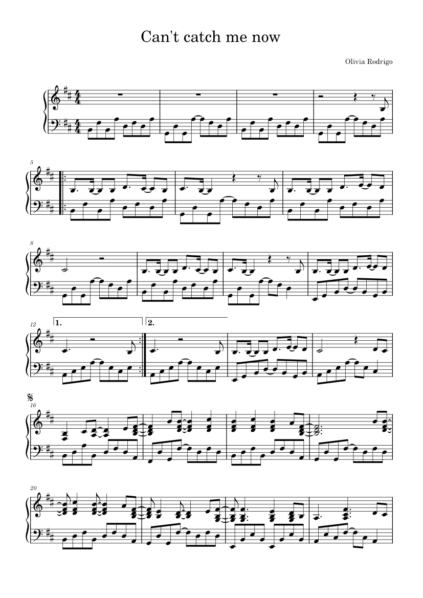 Can't catch me now Sheet Music for Piano (Solo) Easy | MuseScore.com