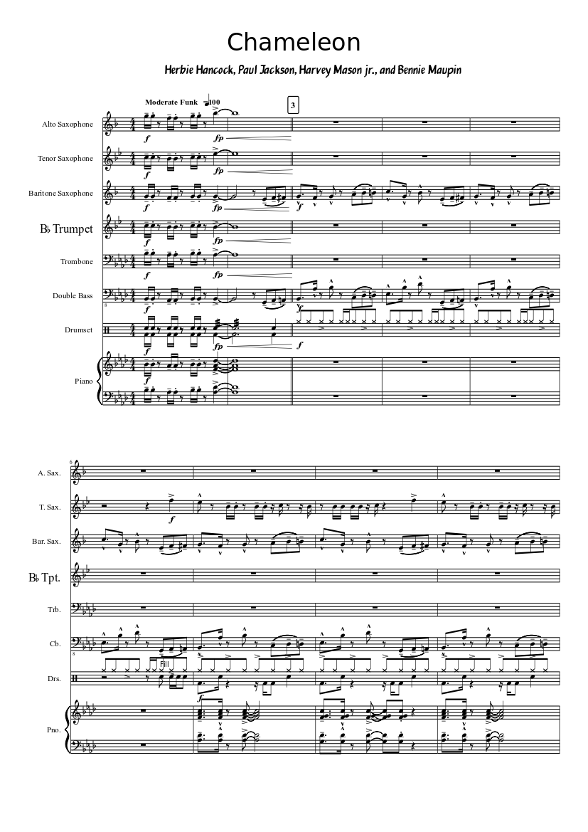 Chameleon Sheet music for Piano, Trombone, Trumpet other (Mixed Trio ...