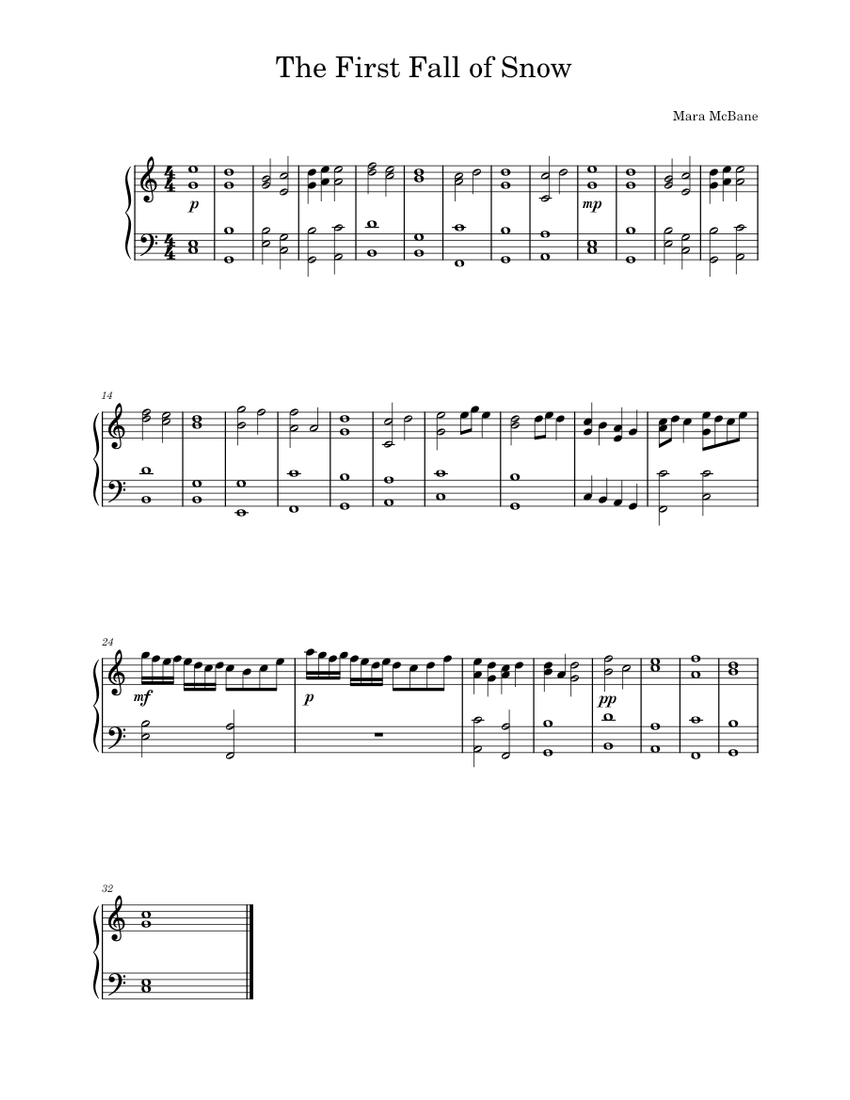 The First Fall of Snow Sheet music for Piano (Solo) | Musescore.com