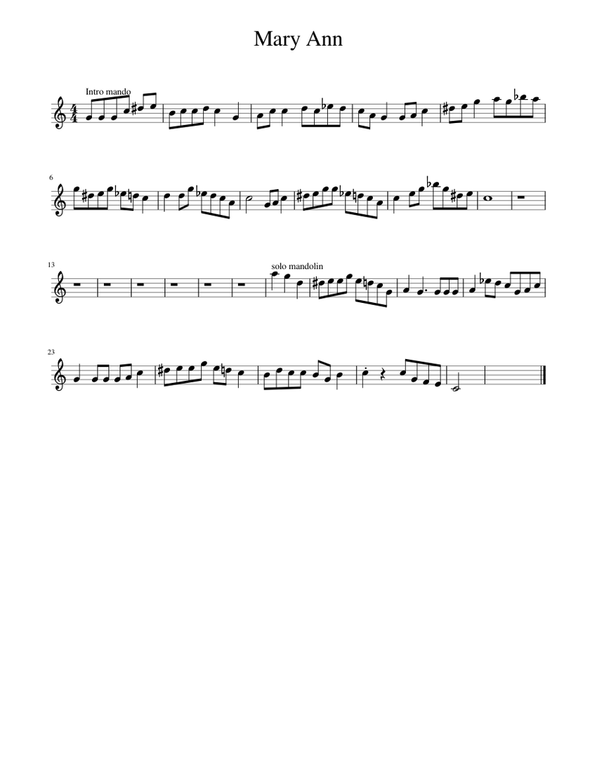 Mary Ann Sheet music for Piano (Solo) | Musescore.com