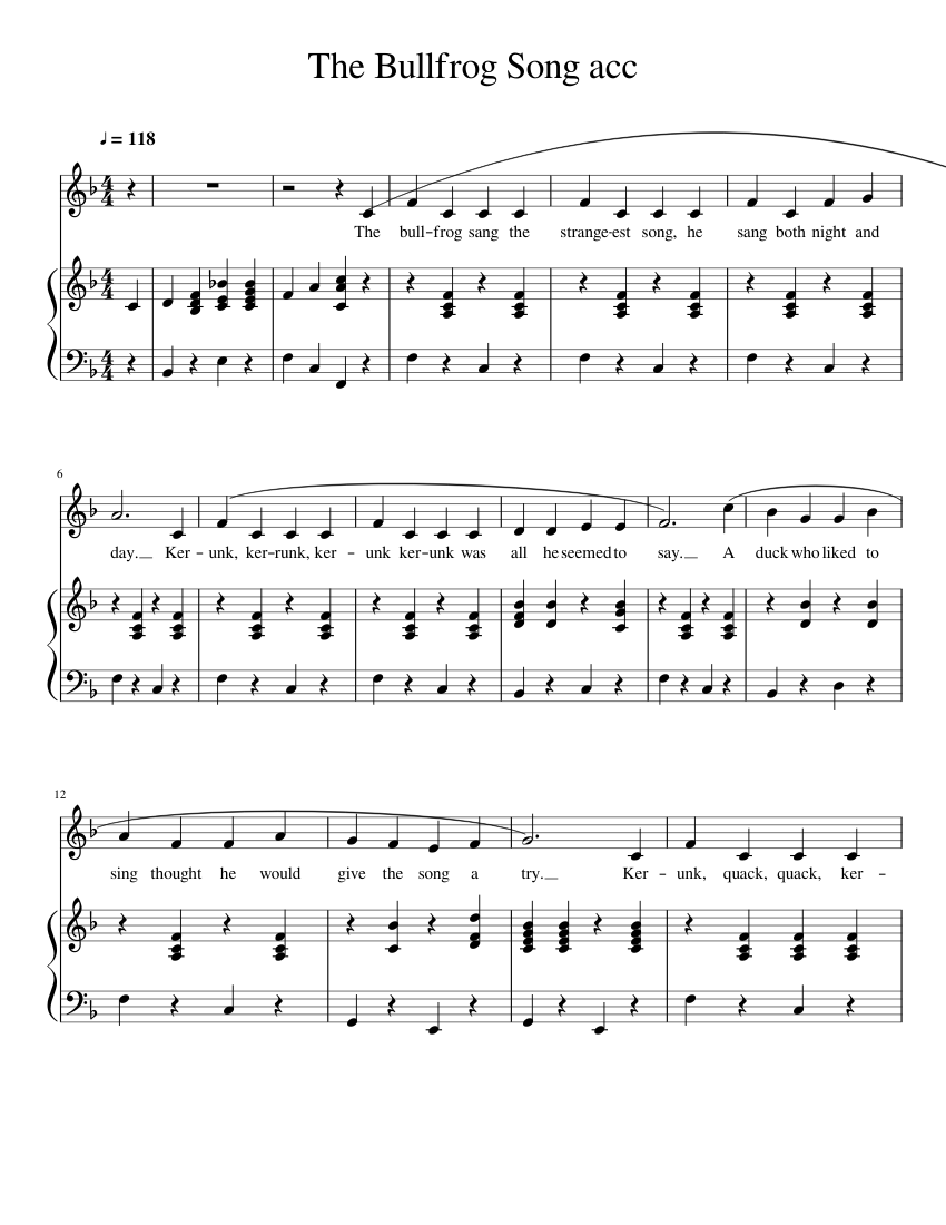 04 The Bullfrog Song acc Sheet music for Piano, Vocals (Piano-Voice ...