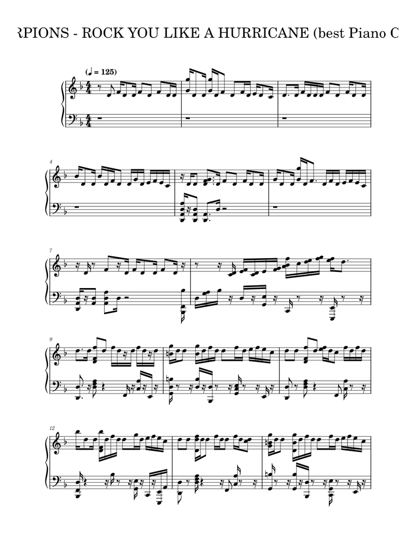 Scorpions - Rock You Like A Hurricane Sheet music for Piano (Solo ...
