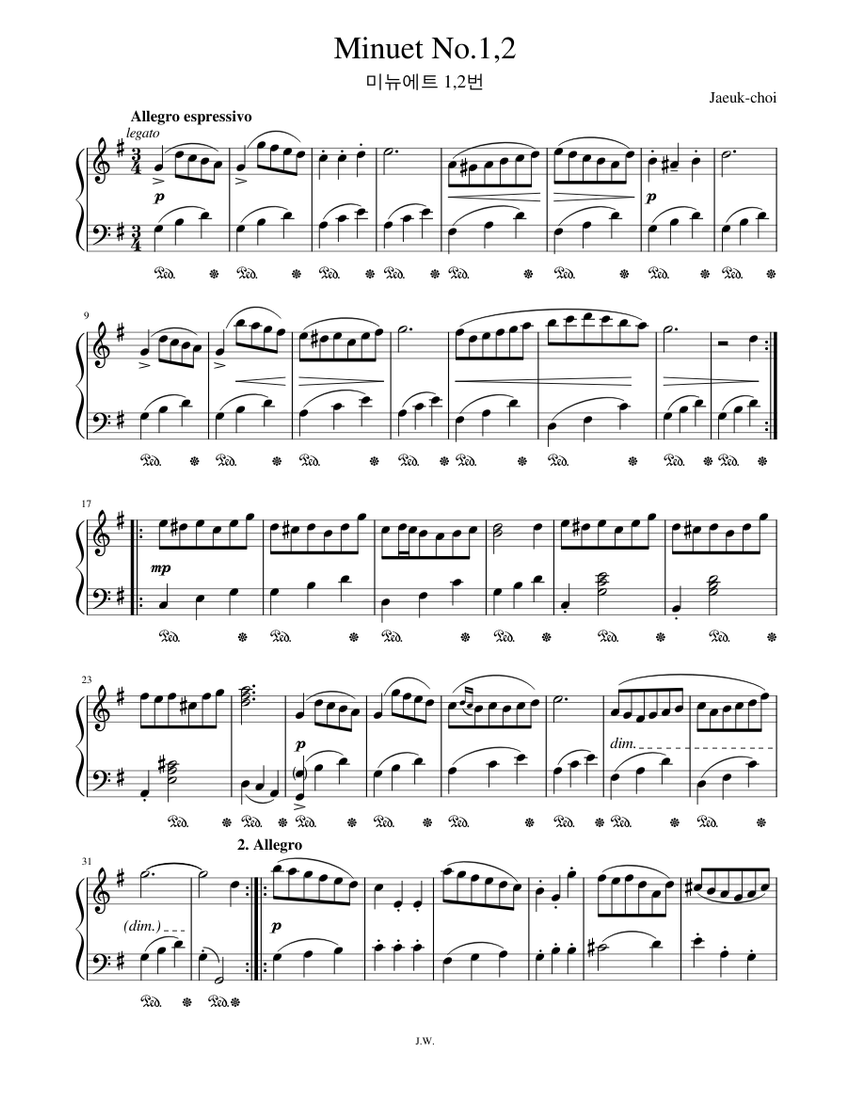 Minuet_No.1 Sheet music for Piano (Solo) Easy | Musescore.com