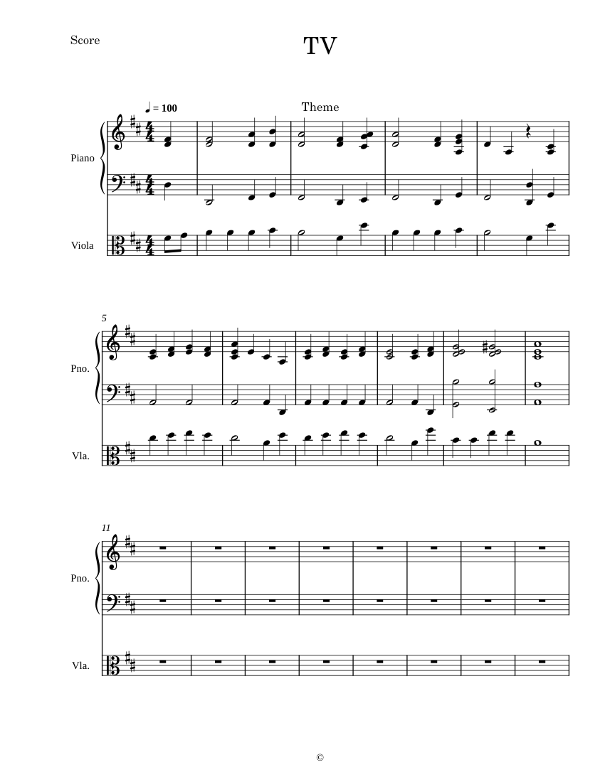Untitled Sheet music for Piano, Viola (Piano Duo) | Musescore.com