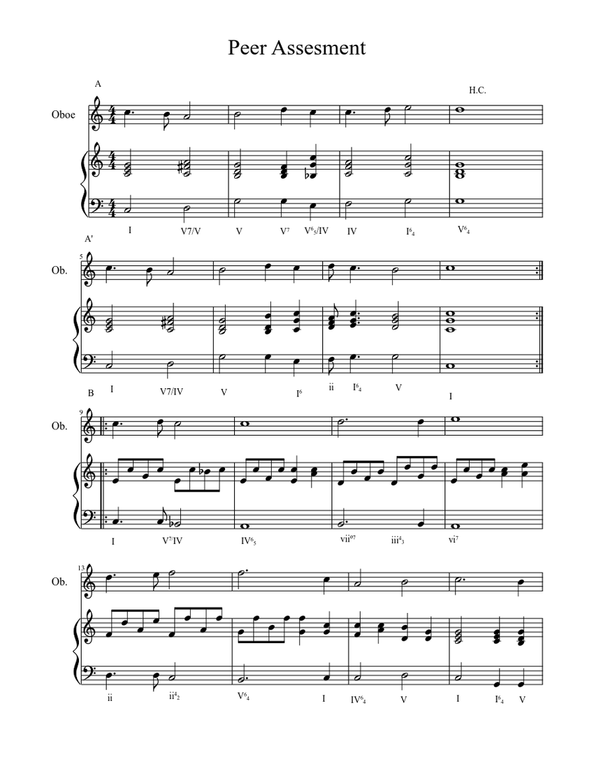 Introduction to Classical Music Composition Peer Assesment Sheet music ...
