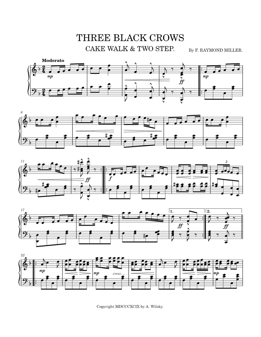 Three Black Crows Sheet music for Piano (Solo) | Musescore.com