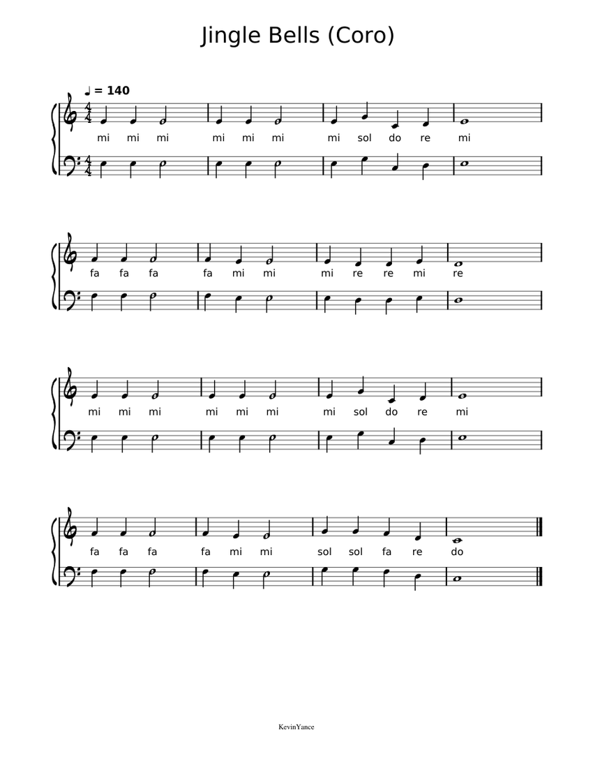 Jingle Bells (Coro) Sheet music for Piano (Solo) Easy | Musescore.com