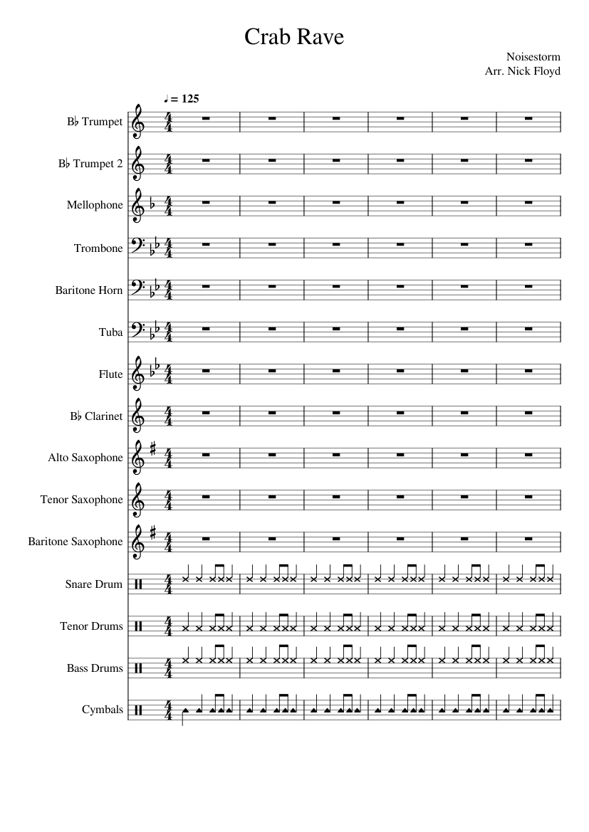 Crab Rave For Pep Band Sheet music for Trombone, Tuba, Mellophone ...