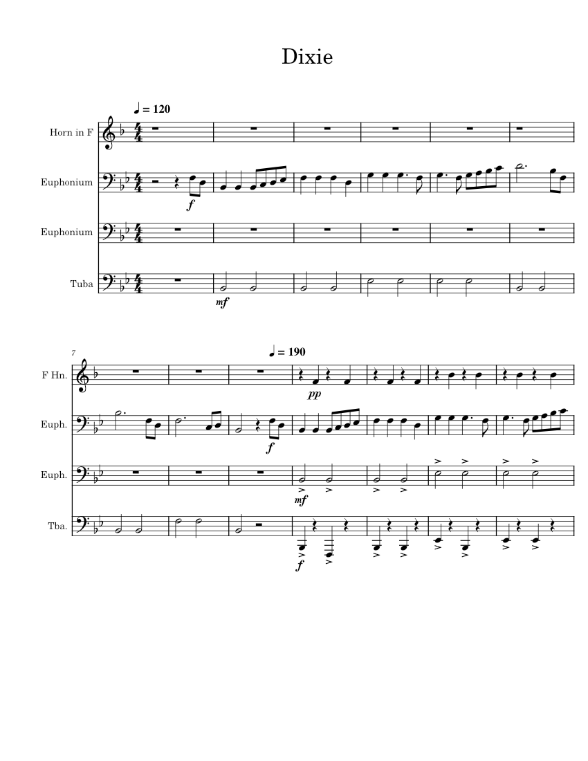 Dixieland – Misc Traditional Dixie Sheet music for Tuba, French horn ...