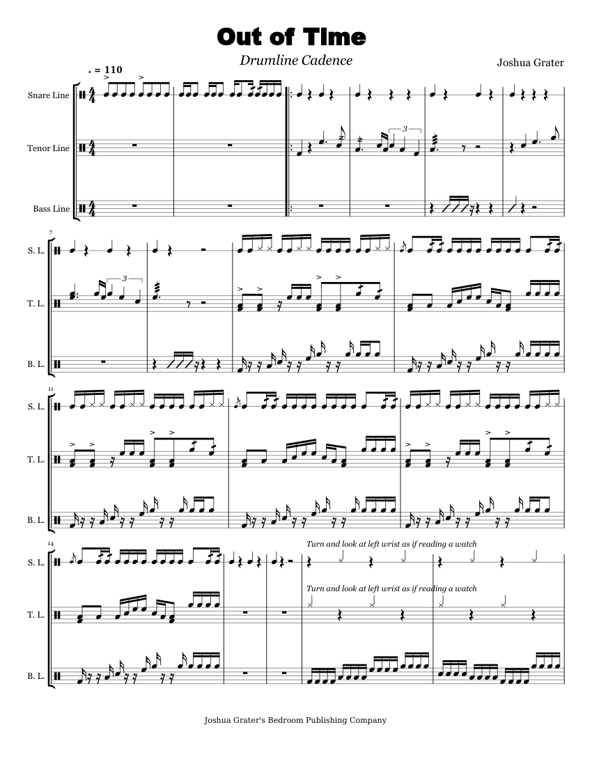 Out of Time Sheet music for Snare drum, Tenor drum, Bass drum (Marching ...