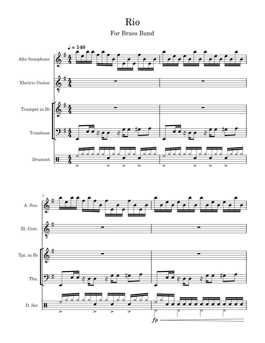Rio – Duran Duran Rio - Duran Duran for Brass Band Sheet music for ...