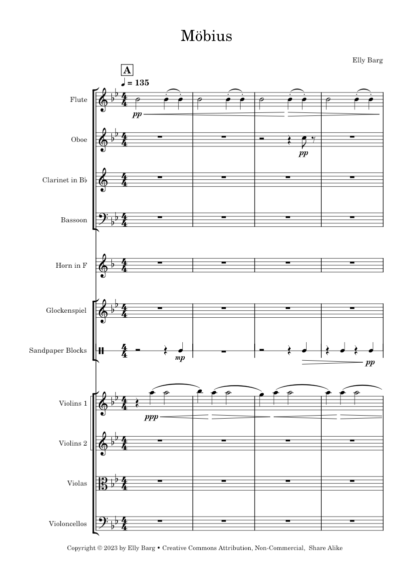 Möbius by Elly Barg Sheet music for Flute, Oboe, Bassoon, French horn ...