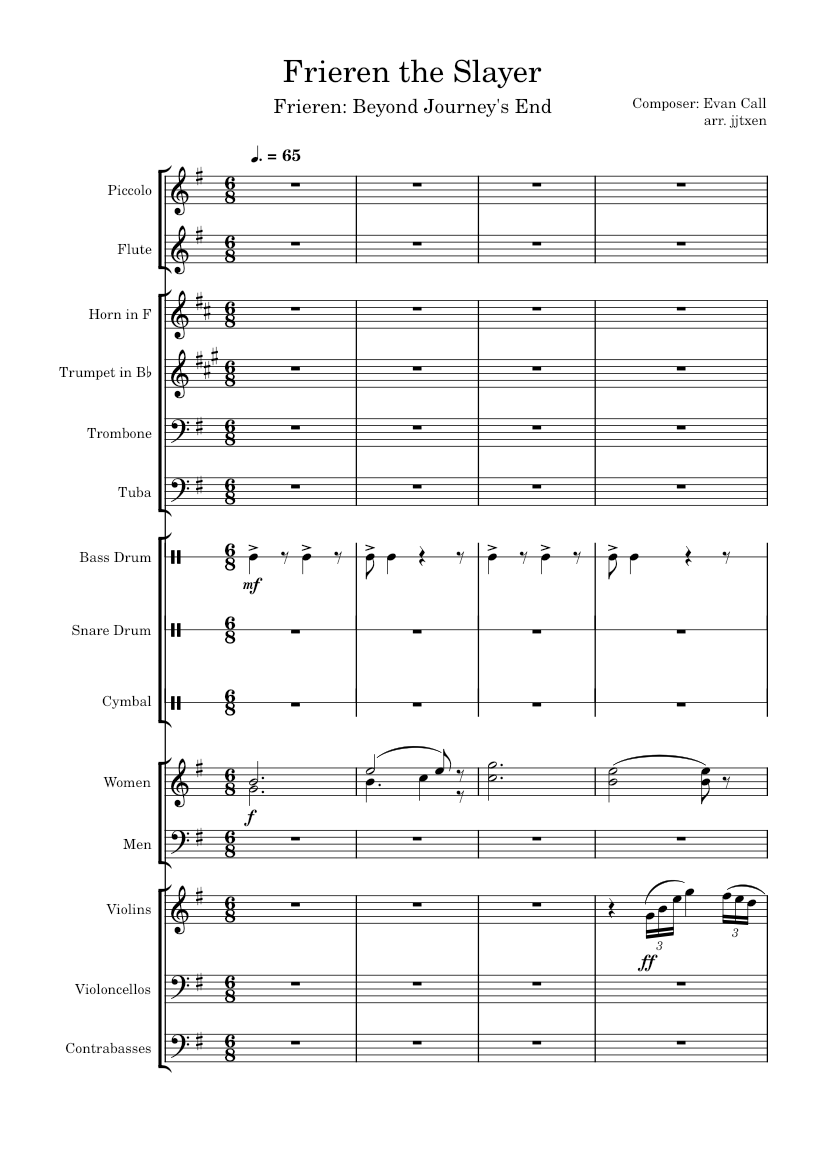 Frieren the Slayer - Frieren: Beyond Journey's End Sheet Music for ...