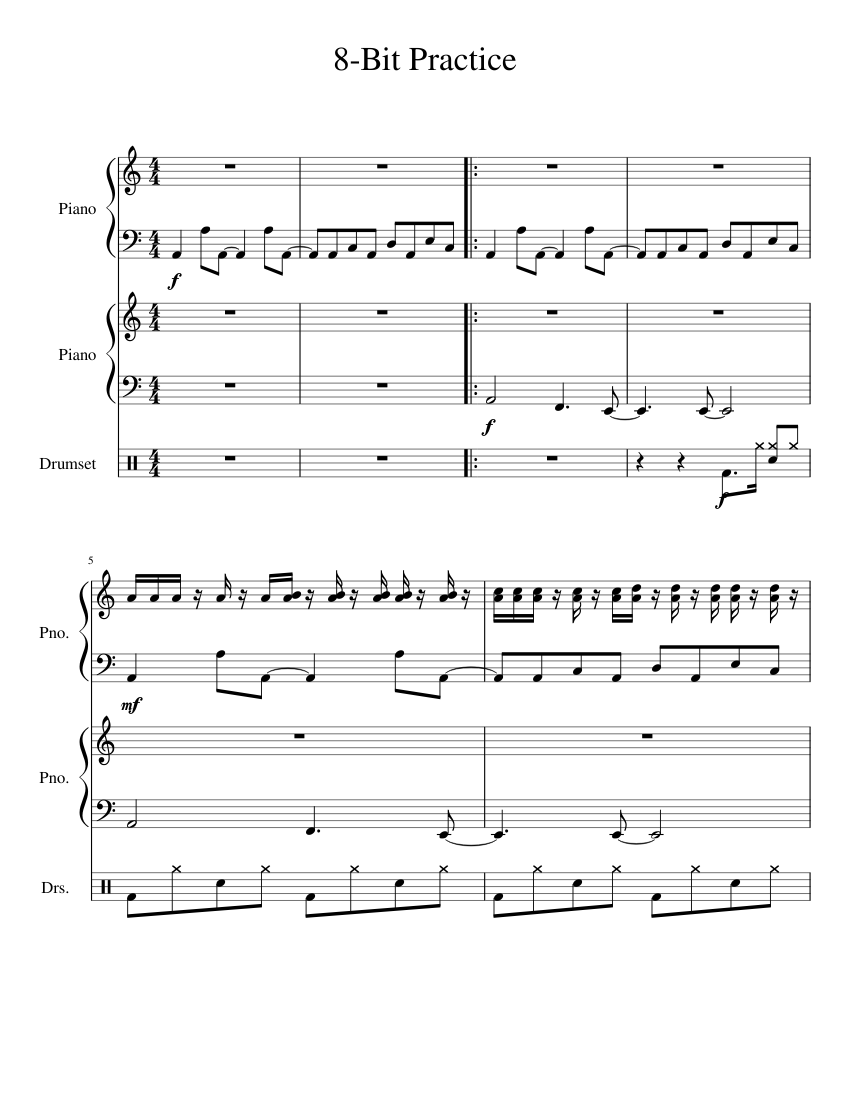 8-Bit Practice Sheet music for Piano, Drum group (Mixed Trio ...