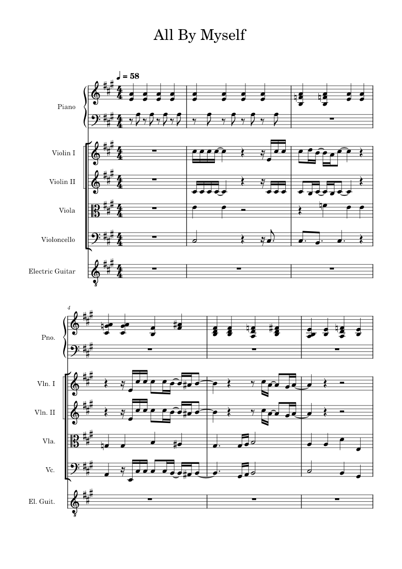 All By Myself Sheet Music for Piano, Violin, Viola, Cello & more ...