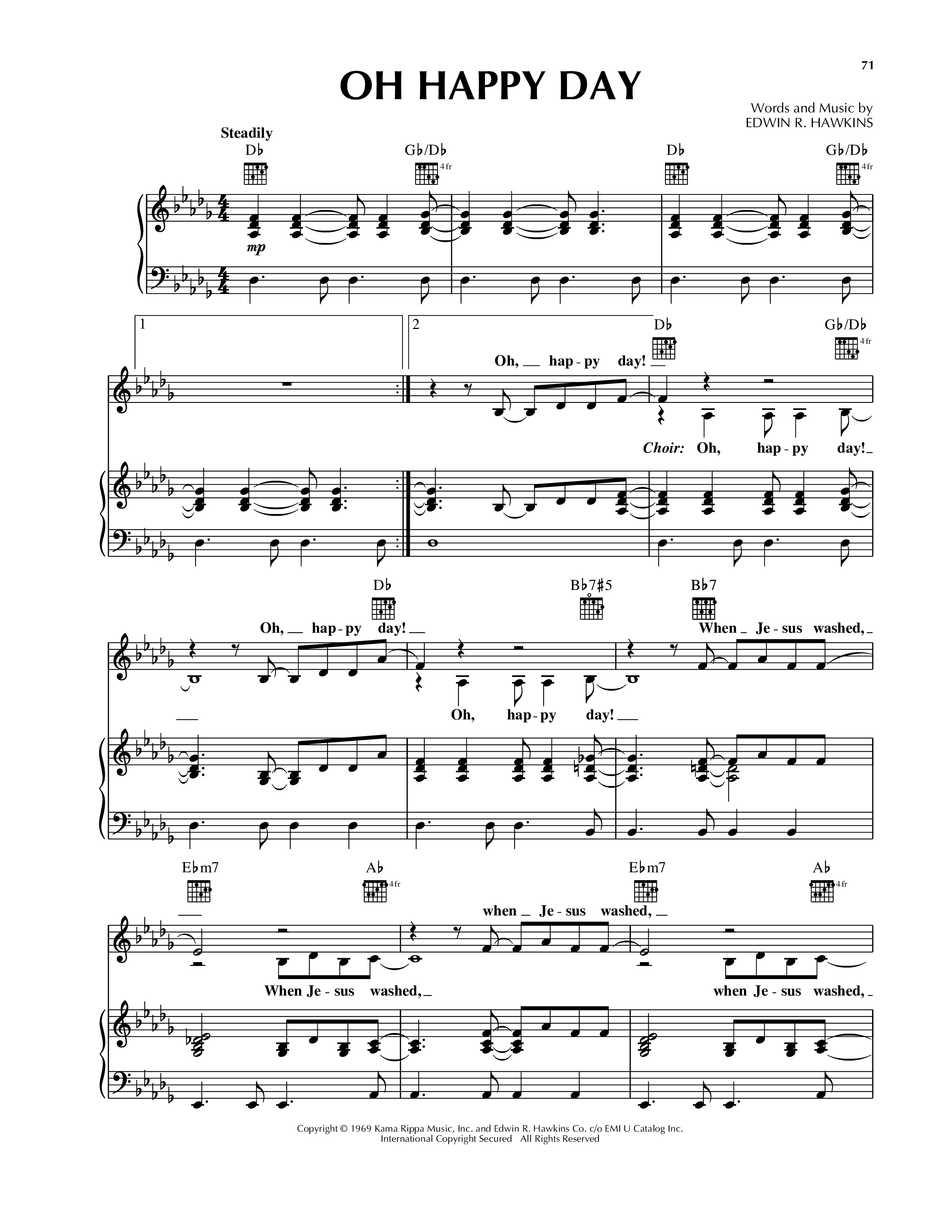 Play Official version of Oh happy day sheet music by Edwin R. Hawkins ...