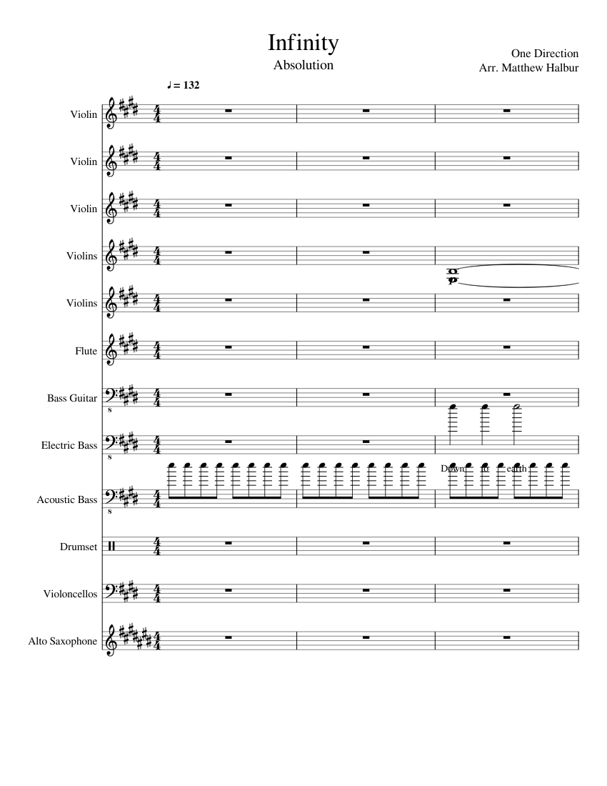Infinity, One Direction Sheet music for Piano, Vocals, Flute, Saxophone alto & more instruments ...