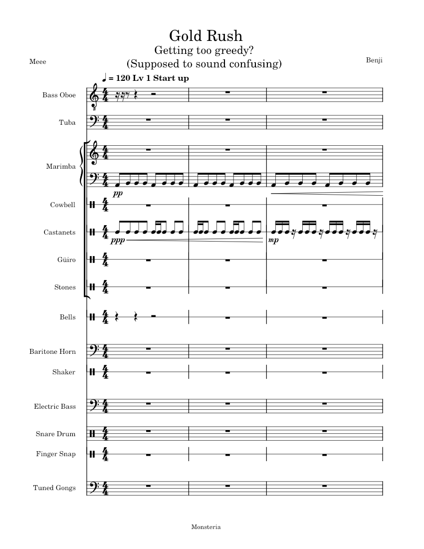 Gold_Rush Sheet music for Tuba, Oboe, Snare drum, Bass guitar & more ...