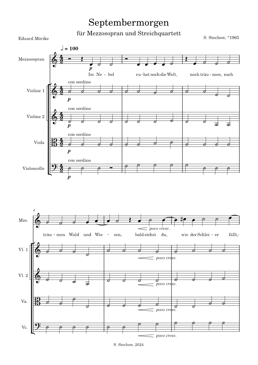 Septembermorgen (September morning) für Streichquartett und Mezzosopran ...