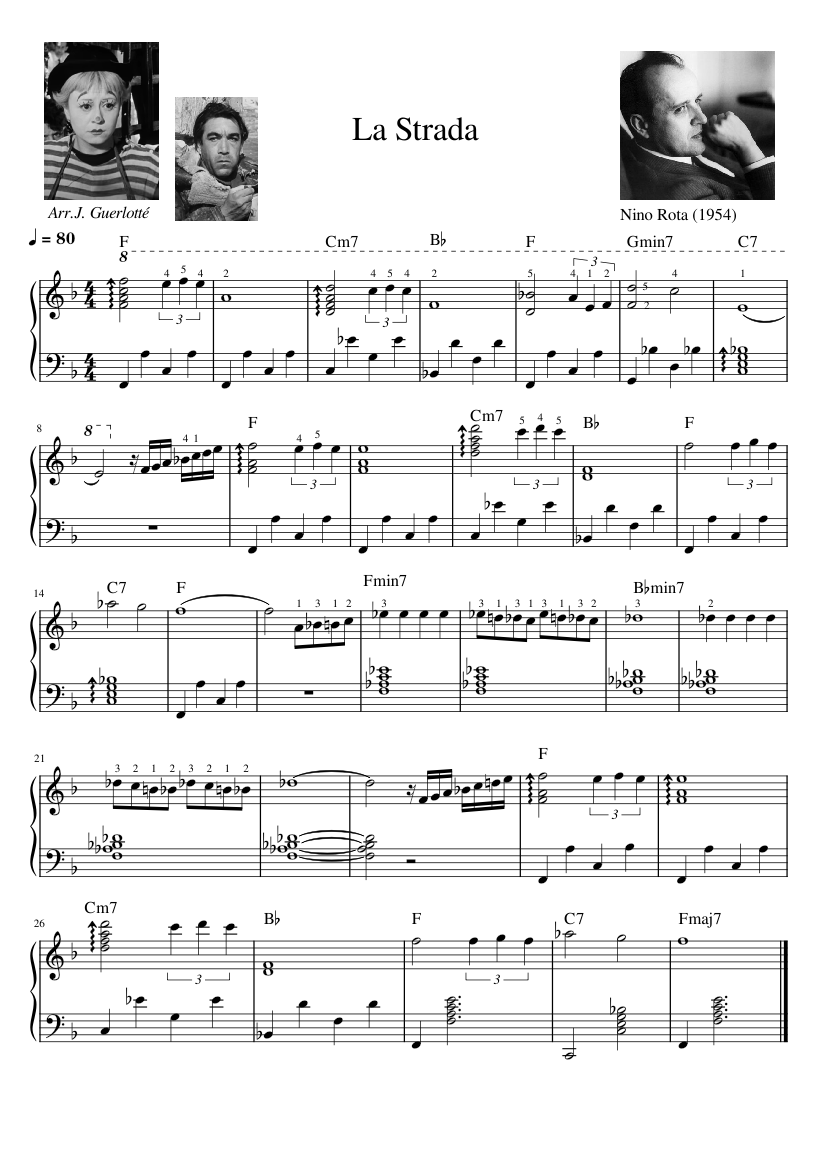 La strada Sheet music for Piano (Solo) Easy | Musescore.com