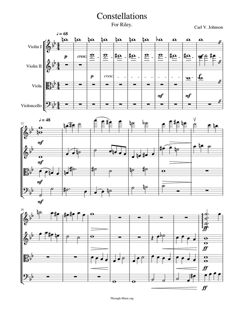 Constellations Sheet music for Violin, Viola, Cello (String Quartet) | Musescore.com