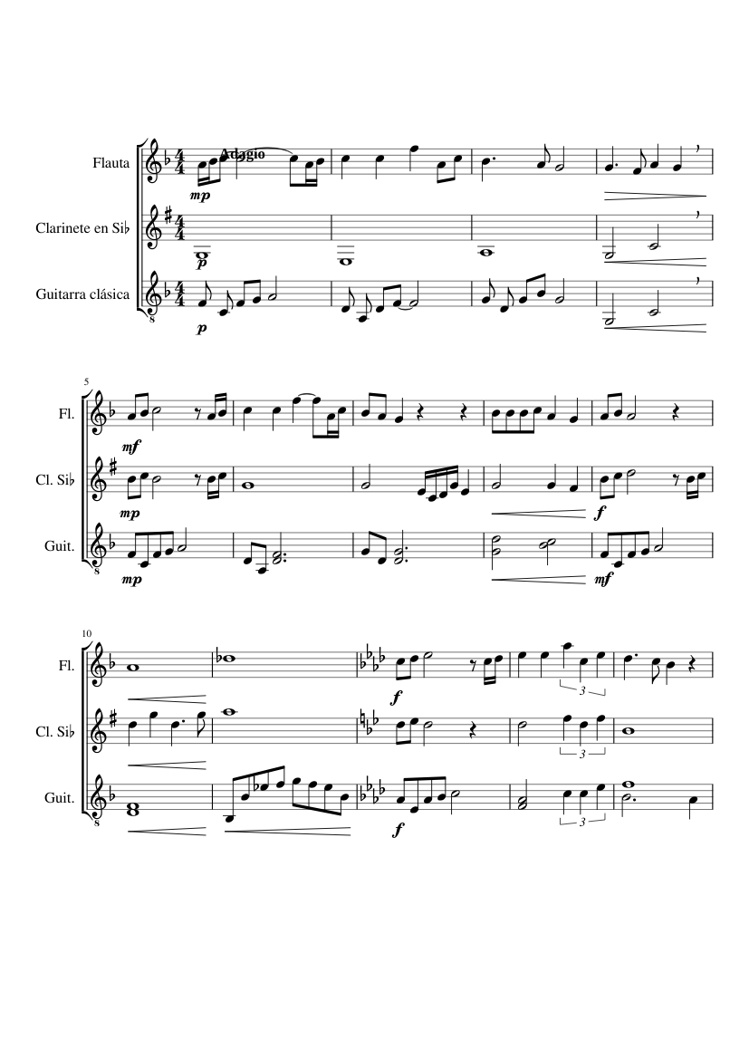 Reflection mulan arr paupuig Sheet music for Flute, Clarinet in b-flat ...