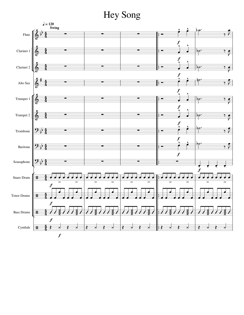 Pep band - the hey song – Misc Unsigned Bands Sheet music for Trombone, Flute, Clarinet in b ...