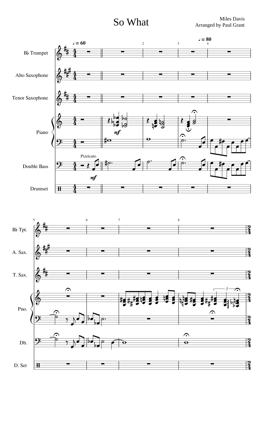 So What Sheet Music for Piano, Saxophone alto, Saxophone tenor, Trumpet ...