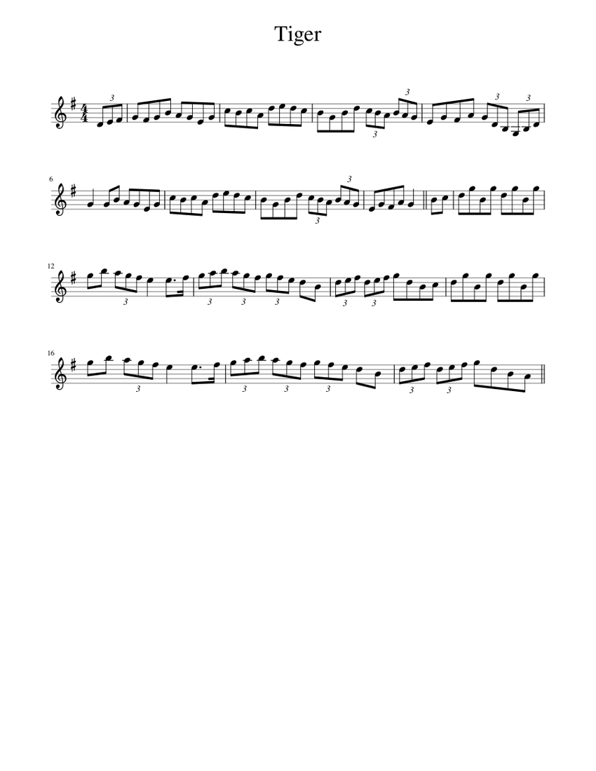 Tiger Sheet music for Piano (Solo) Easy | Musescore.com