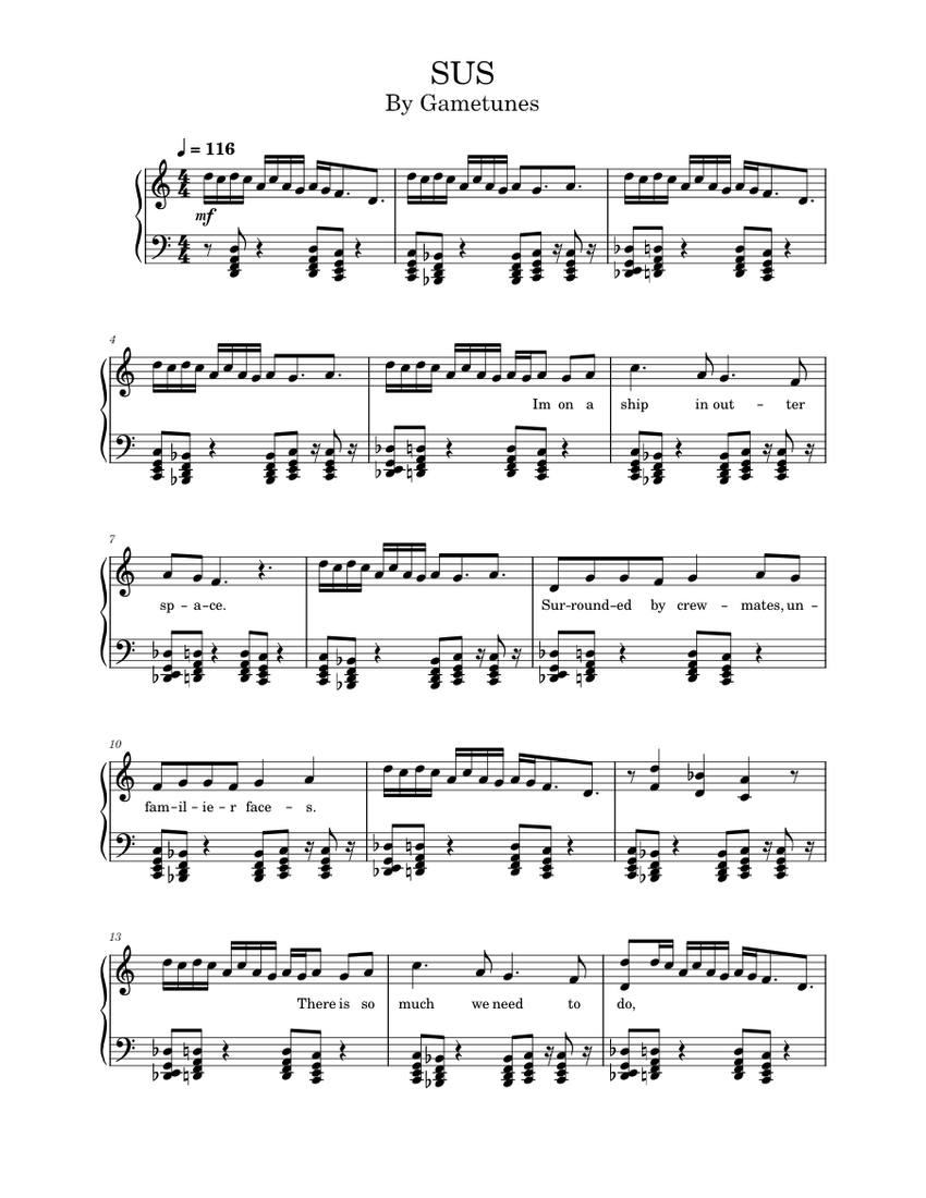 SUS – GameTunes Sheet music for Piano (Solo) | Musescore.com